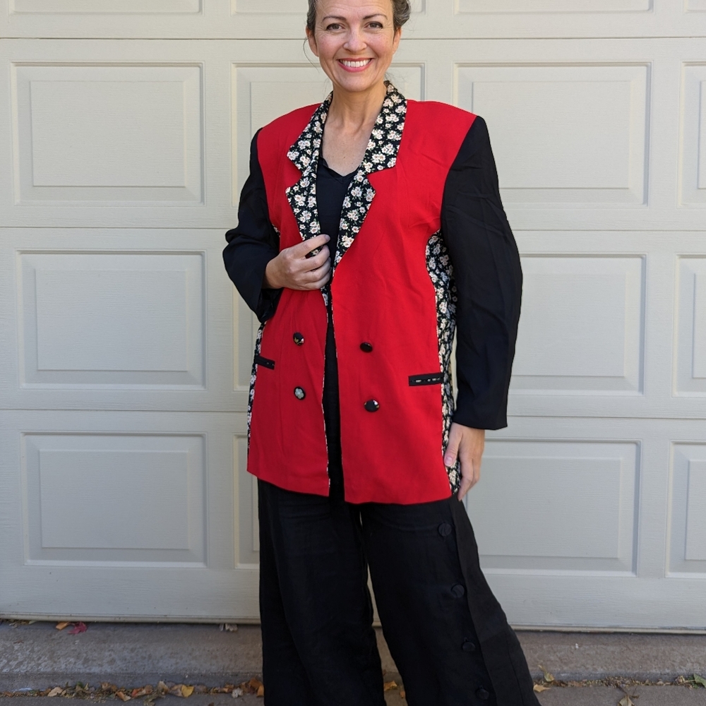 1990's Mixed Colorblock Jacket Blazer M - Gem